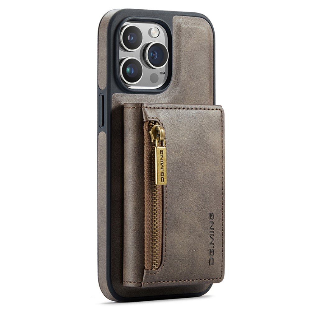 DG.MING Magnetic Card Slot Zipper Case iPhone 15 Pro Max Brown - Osta ...